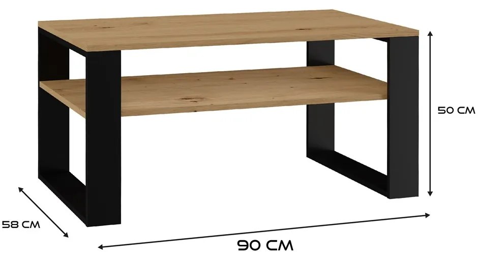 TPS Konferenční stolek MODERN 1P - Dub artisan / Černá
