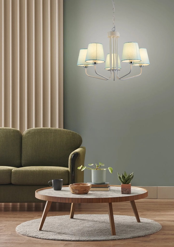 Modrý závěsný lustr York Ledea pro žárovku 5x E14  - Candellux