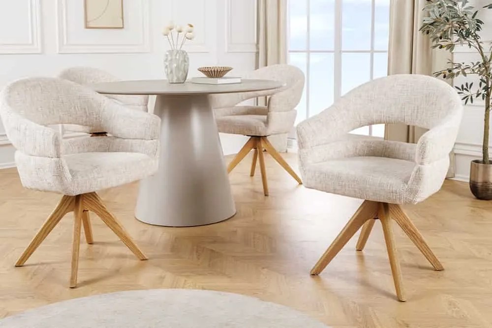 Designová otočná židle Yenibeth béžová / dub