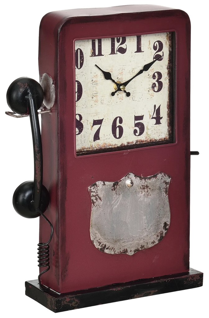 [en.casa]® Stolní hodiny ve tvaru telefonní budky - analogové - 33 x 9 x 40,5 cm - barevné - sklo