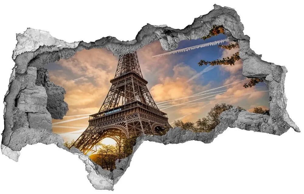 Wallmuralia Fototapeta díra na zeď 3D Eiffelova věž Paříž 95x73 cm