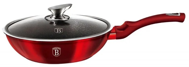 BERLINGERHAUS Pánev WOK s poklicí s mramorovým povrchem 28 cm Burgundy Metallic Line BH-1265