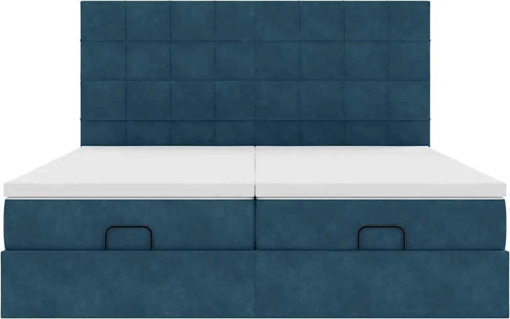 Osmanský rám postele s matracíes tmavě modrá 180x200cm samet 3313776