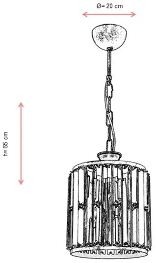 Lustr na řetězu CRYSTALLINE 1xE27/6W/230V bronzová