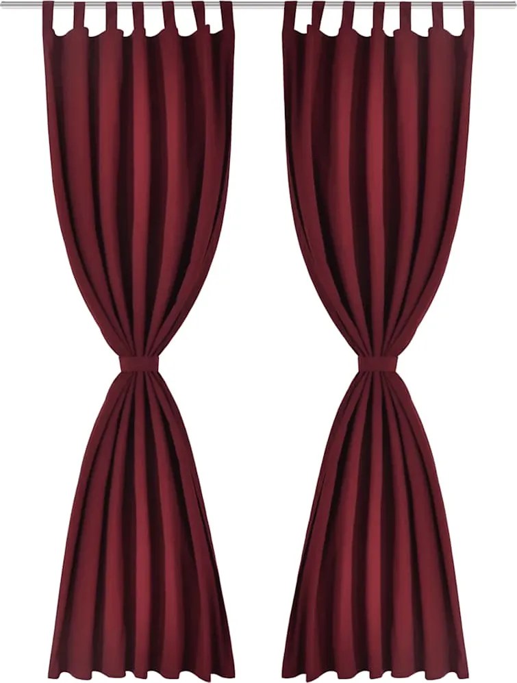Mikrosaténové závěsy s poutky 2 ks 140 x 225 cm vínové 130363