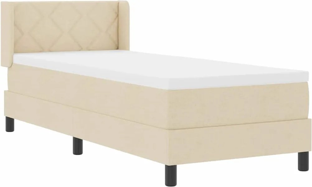 Postel s boxspringem s čelo Krémová 200 x 80 cm textil 3341137