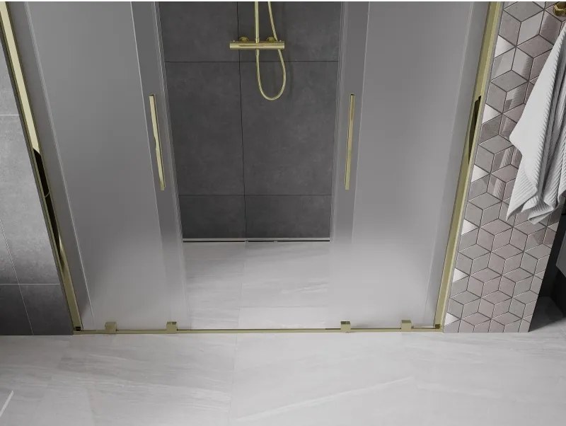 Mexen Velar Duo, posuvné sprchové dveře do otvoru 180 cm, 8mm sklo námraza, zlatá lesklá, 871-180-000-32-50