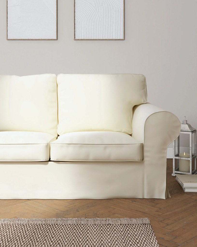 Potah na pohovku IKEA Ektorp 3-místná, rozkládací STARÝ MODEL PIXBO barva krémová látka lesklé, sametová