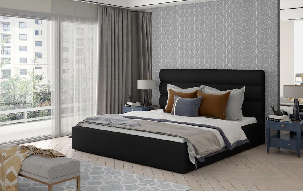 Eltap Čalouněná postel Caramel s úložným prostorem Materiál a barva potahu: Mat Velvet 99 - černá, Rozměry (cm): 140x200