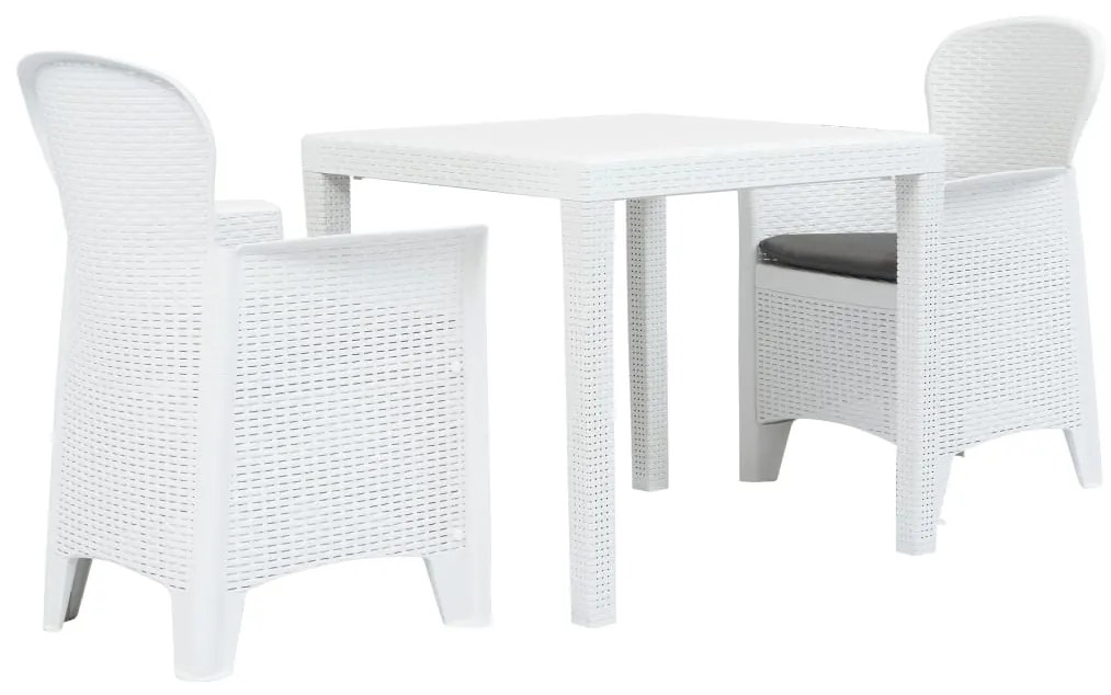 vidaXL 3dílný bistro set bílý plastový ratanový design