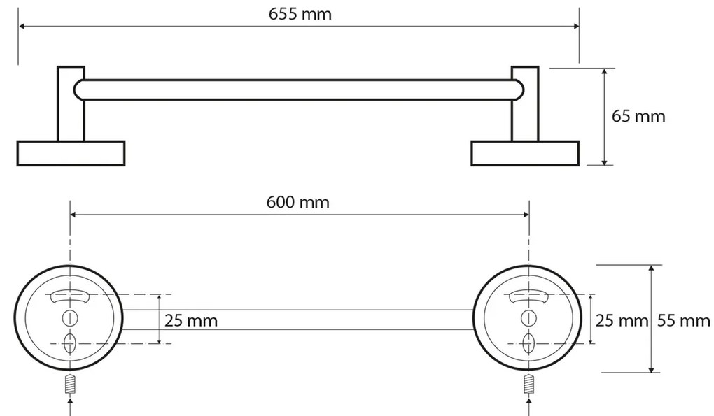 SAPHO XR410 X-Round E držák na ručníky 65 cm, stříbrná