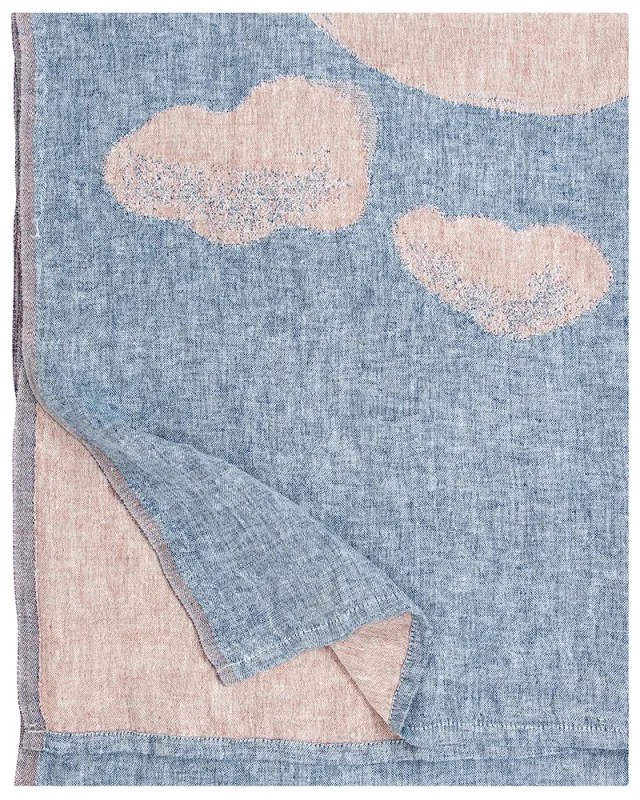 Lněný ručník Hietsu, skořicově modrý, Rozměry  95x180 cm