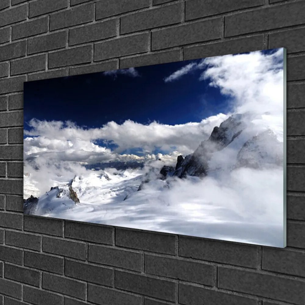 Obraz na skle Hora Mraky Krajina 120x60 cm