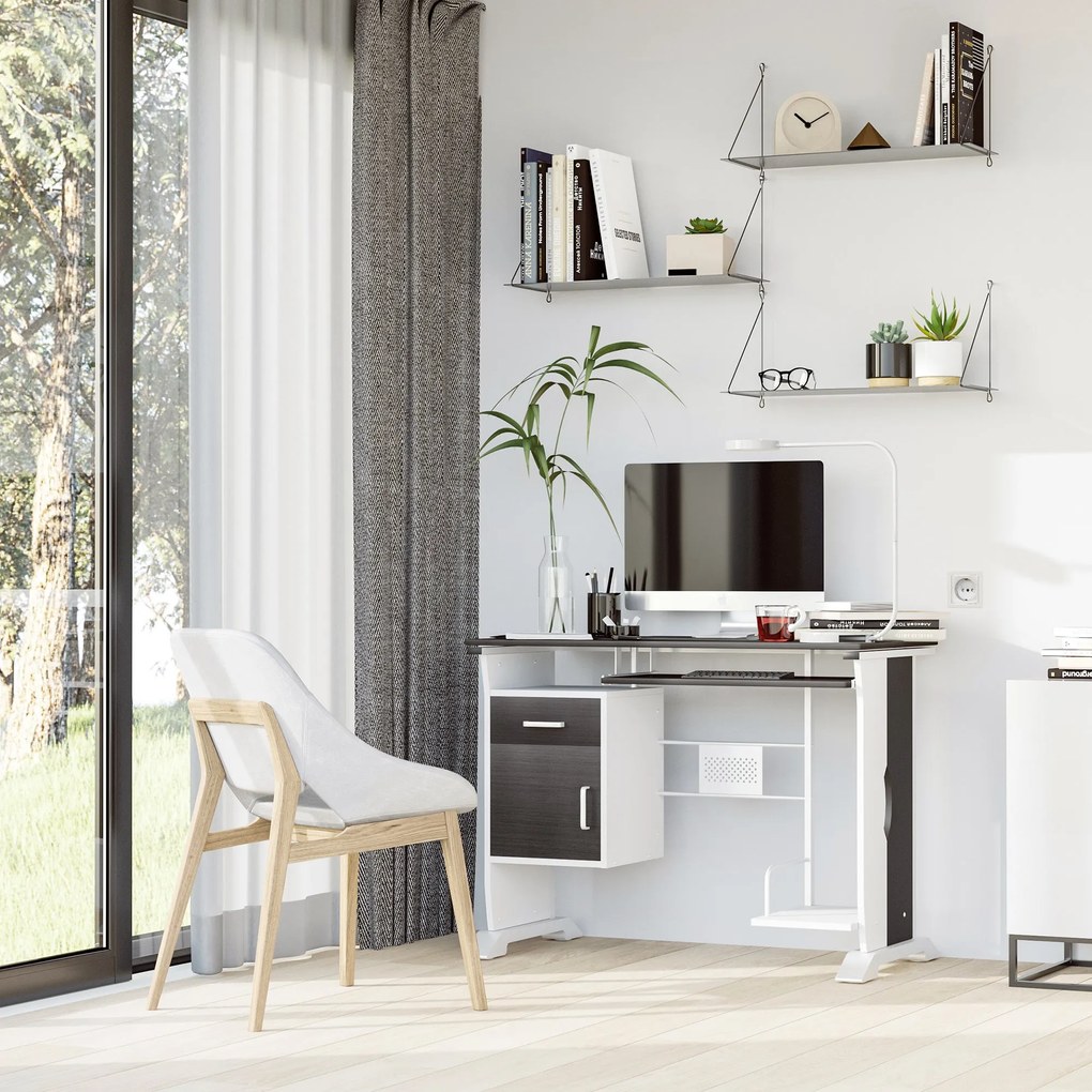 HOMCOM Moderní počítačový stůl 100Š x 52H x 75V cm Černý ořech a bílá | Aosom