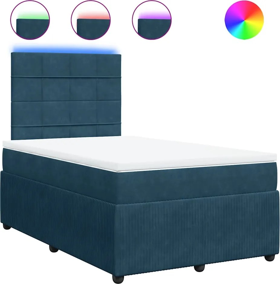 Box spring postel s matrací modrá 120 x 200 cm samet 3294614