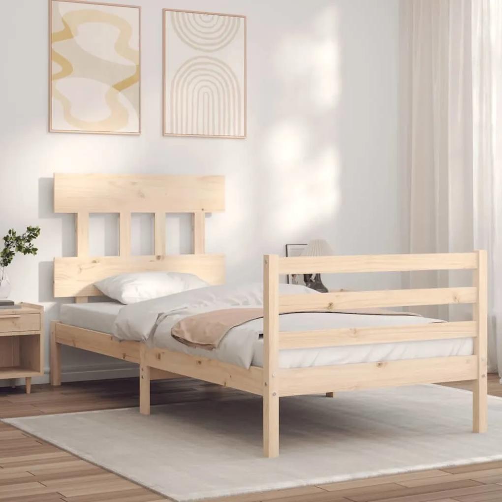 vidaXL Rám postele s čelem 100 x 200 cm masivní dřevo [3195148] Barva: Bílá