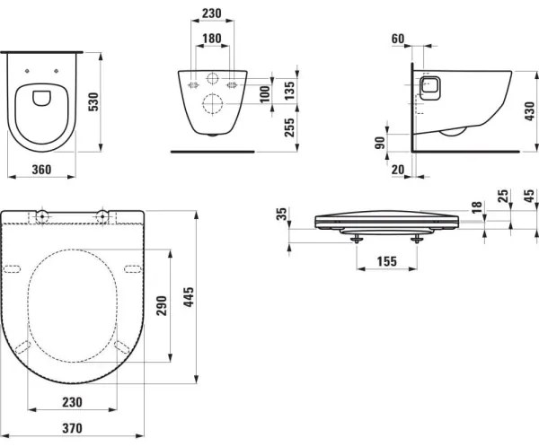 LAUFEN H8669540000001 - Závěsné WC PRO + záchodové prkénko SoftClose PRO