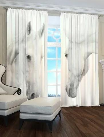Black out závěsy 3D nebo voálové záclony 3D motiv S8120 Bílé koně, Rozměry  Voálové záclony 2x145x260cm | BIANO