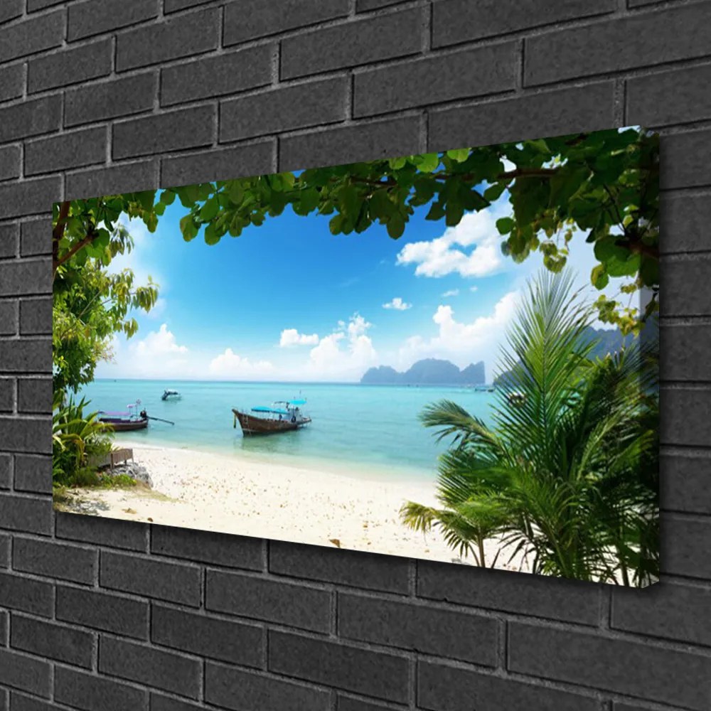 Obraz na plátně Moře Loďka Krajina 140x70 cm