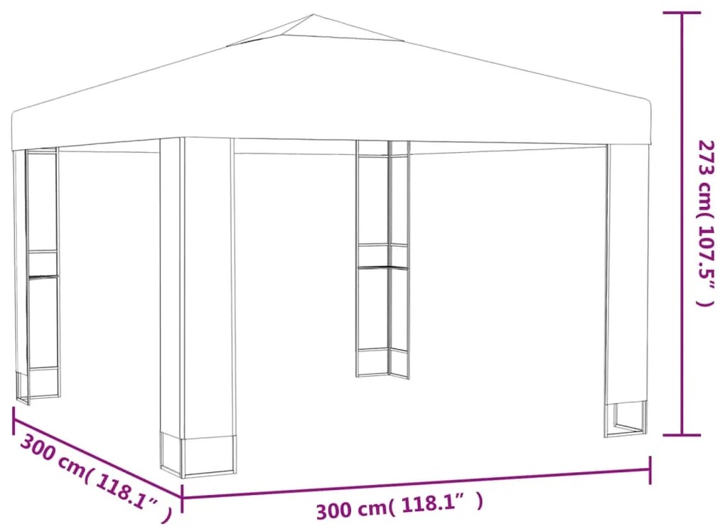 vidaXL Altán s dvojitou střechou 3 x 3 m bílý