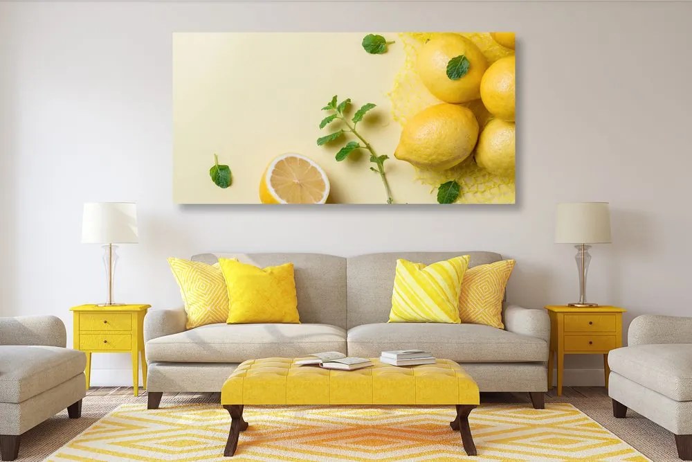 Obraz citrony s mátou Varianta: 100x50