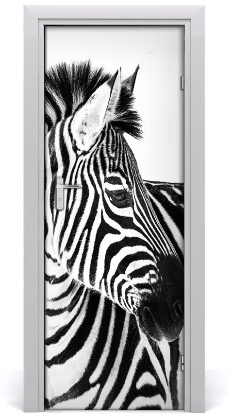 Samolepící fototapeta na dveře Zebra ve sněhu 75x205cm