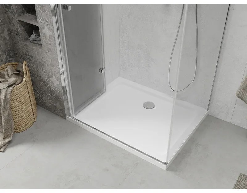 Mexen Lima sprchový kout 80x70cm, 6mm sklo, chromový profil - čiré sklo + Slim sprchová vanička - 856-080-070-00-00-4010