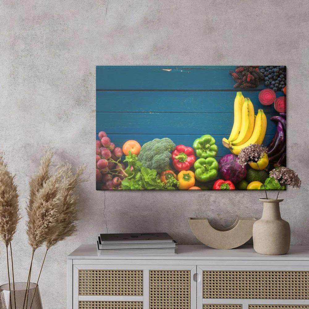 Obraz Zelenina A Ovoce Na Stole Nedostatek Nedostatek Plátno Canvas 120x80