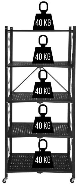 Pojízdný regál GESTEL 5 polic černý