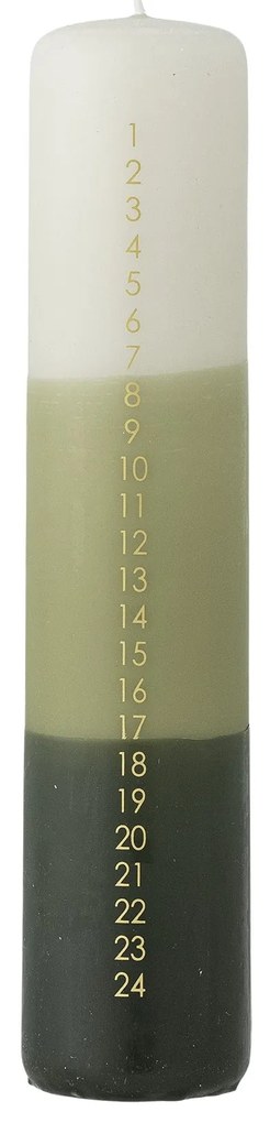 Bloomingville Adventní svíčka Dip Dye Green, zelená barva, vosk