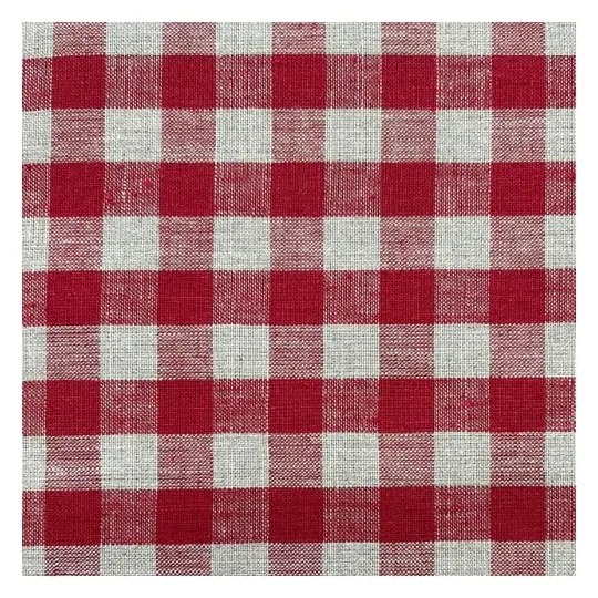 Červený lněný kulatý koberec pod stromeček ø 125 cm Red Gingham – Linen Tales