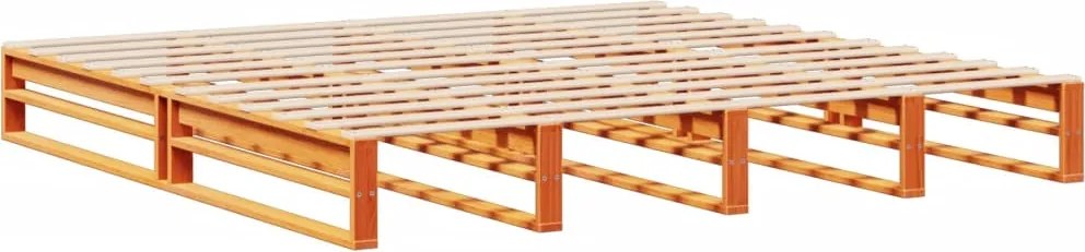 Postel s knihovnou bez matrace hnědá 180 x 200 cm masivní dřevo 3323931