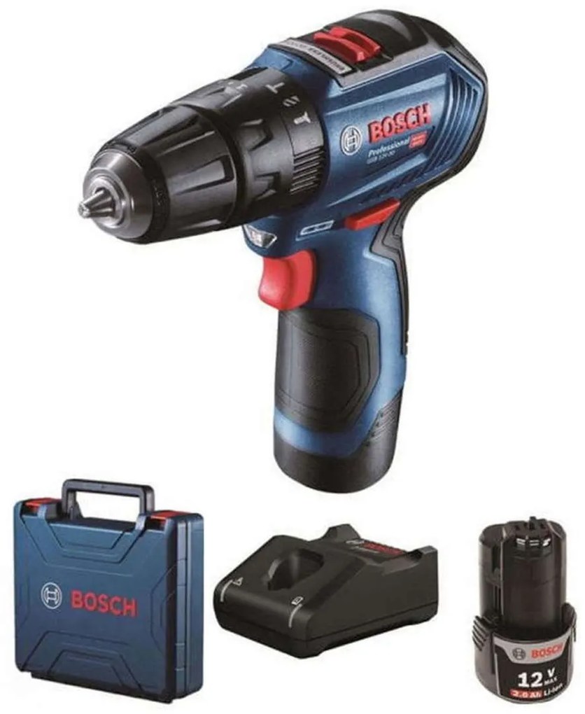 Bosch - 12V AKU vrtací šroubovák s příklepem, 2x aku 2,0 Ah Li-Ion, nabíječka 06019G9100