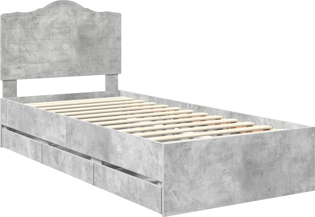 Rám postele s čelo Betonově Šedá 90 x 200 cm Inženýrské dřevo 3413453