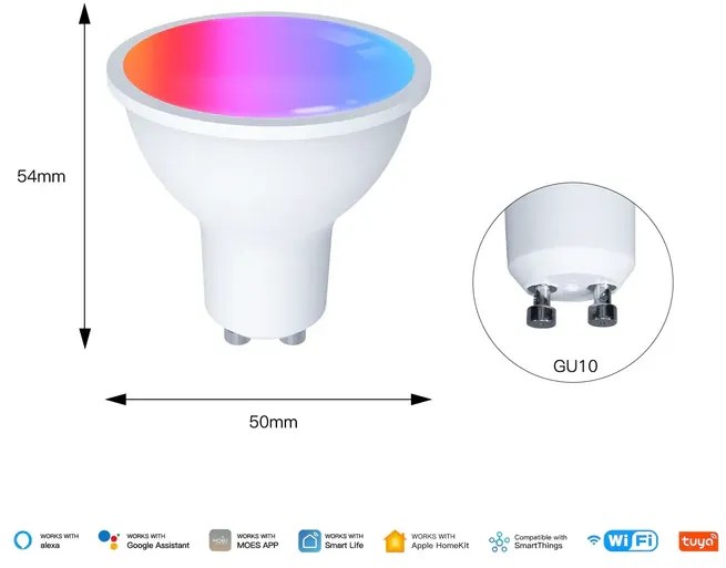 MOES Chytrá žárovka GU10