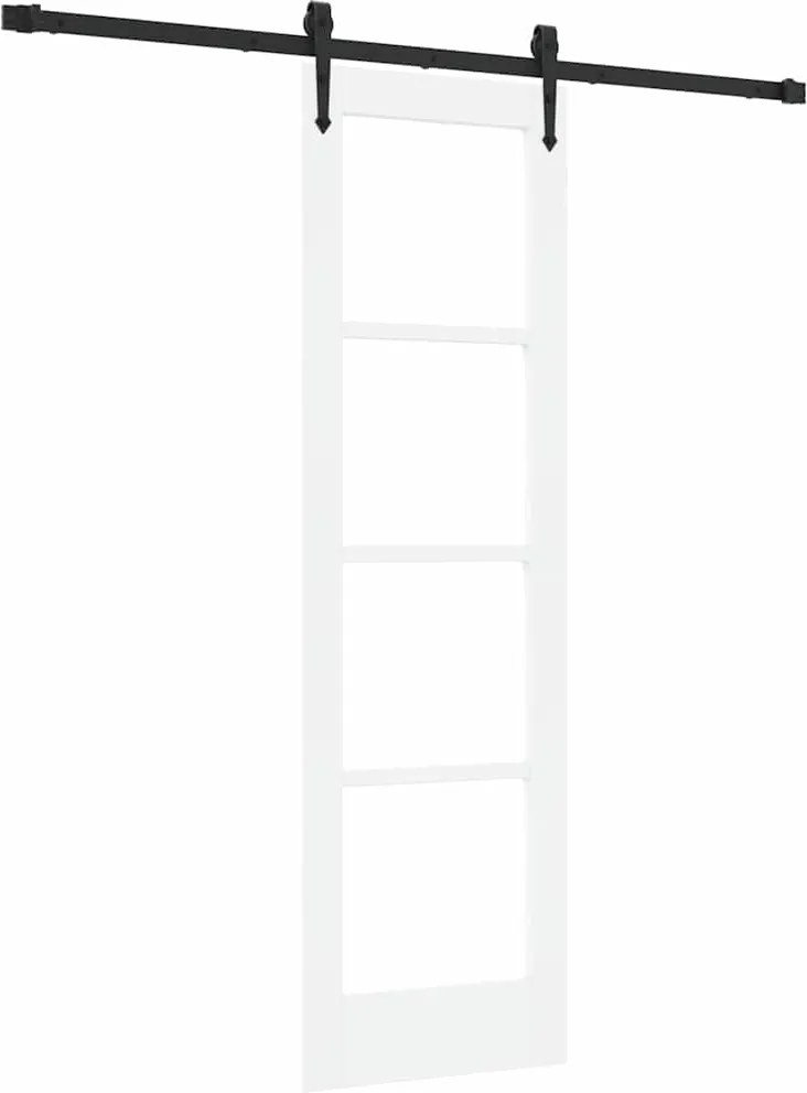 Posuvné dveře 61 x 198,5 cm Masivní borové dřevo a sklo Bílá 3332322