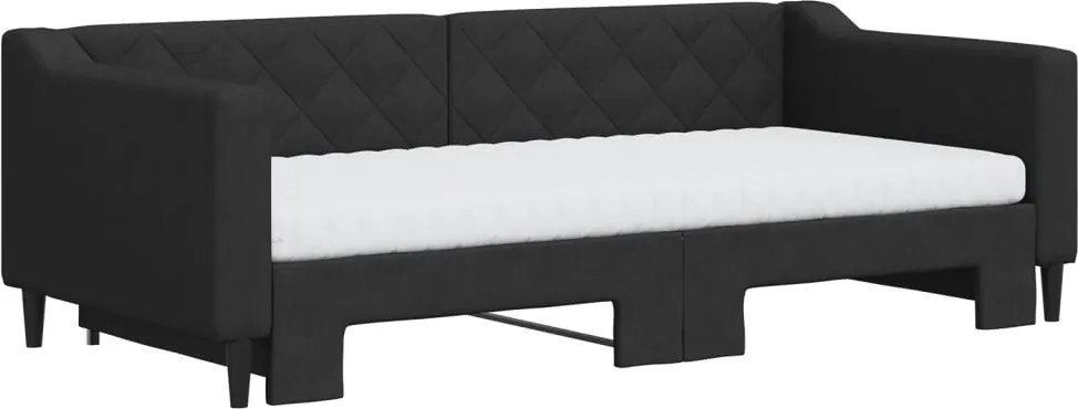 Válenda s přistýlkou a matracemi černá 90 x 190 cm textil 3197456