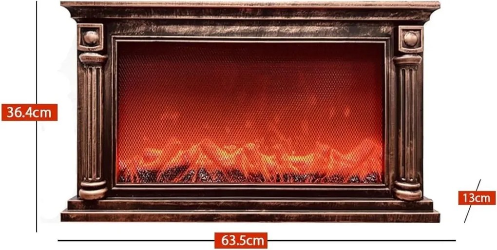Moderní LED krb s imitací plamene SP-60 - 60x37 cm - měděný