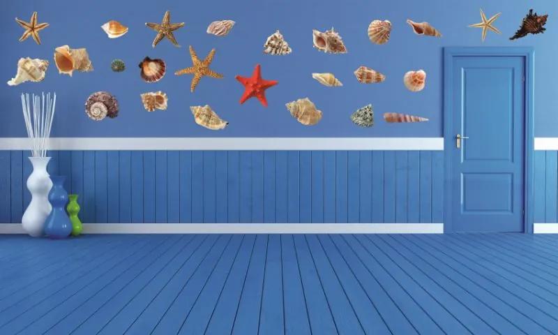 Samolepka na zeď- Mušle a mořské hvězdice