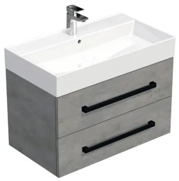 Koupelnová skříňka s černou úchytkou a umyvadlem SAT Cube Way 80x53x46 cm beton mat CUBE46C802BESAT