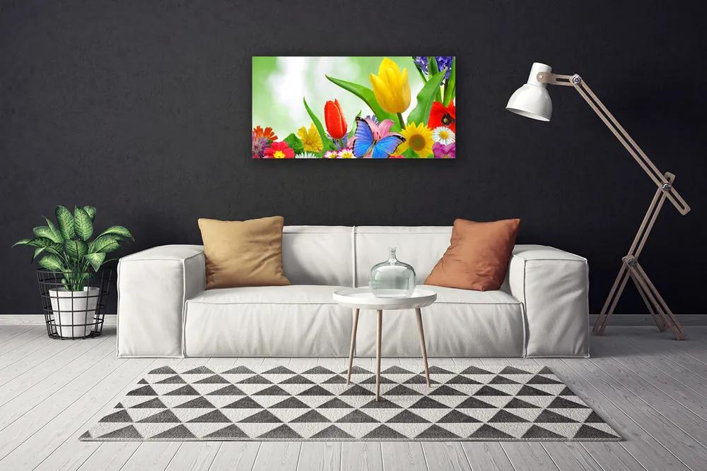 Obraz na plátně Motýl Květiny Příroda 120x60 cm