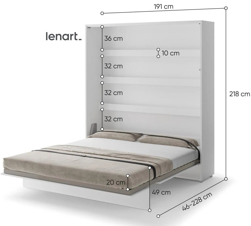 Výklopná vysoká postel 180 REBECCA bílá