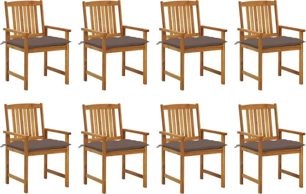 vidaXL Zahradní židle s poduškami 8 ks masivní akáciové dřevo [3078201] Barva: Zelená
