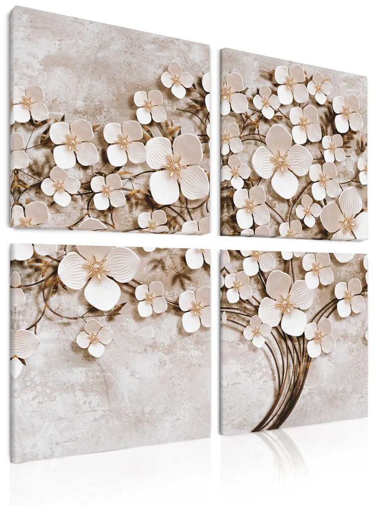Malvis ® Obraz Strom z broží ROZMĚR (šířka x výška): čtyřdílný čtverec 80x80 cm