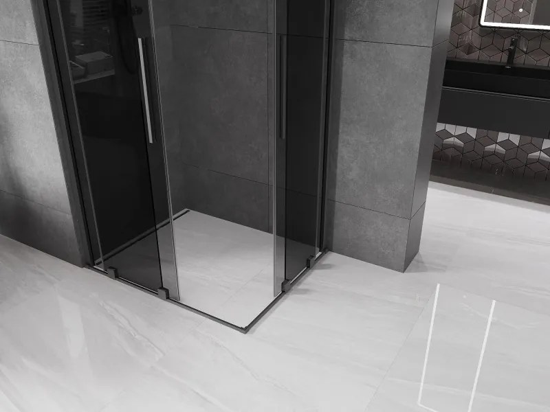 Mexen Velar Duo, sprchový kout s posuvnými dveřmi 90 x 80 cm, 8mm šedé sklo, broušený grafit, 871-090-080-42-95
