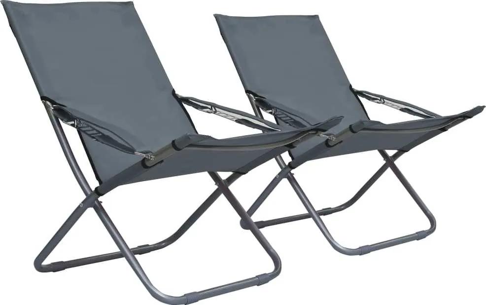 vidaXL Skládací plážové židle 2 ks textil [47902] Barva: Černá
