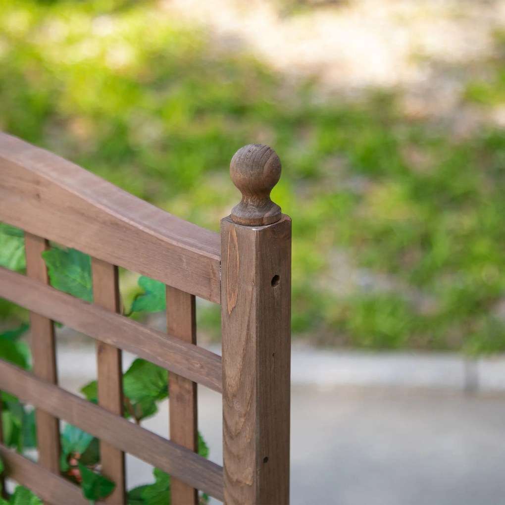 Outsunny Vysazovací Bedna s Trellis pro Květy, Vysazovací Box s Růžovým Obloukem a Podporou pro Popínavé Rostliny, Dřevo, Tmavě Hnědé 64 x 28 x 120 cm