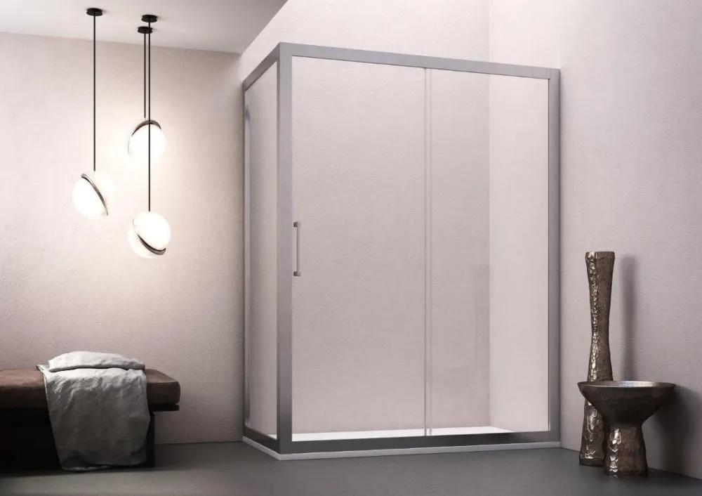 FORTE Sprchové dveře oxi.SLIDE N1FS BARVA rámu - Bílá, Rozměr A - 145 cm, Výplň - Acidato bezpečnostní sklo - 6 mm BSLX205293501