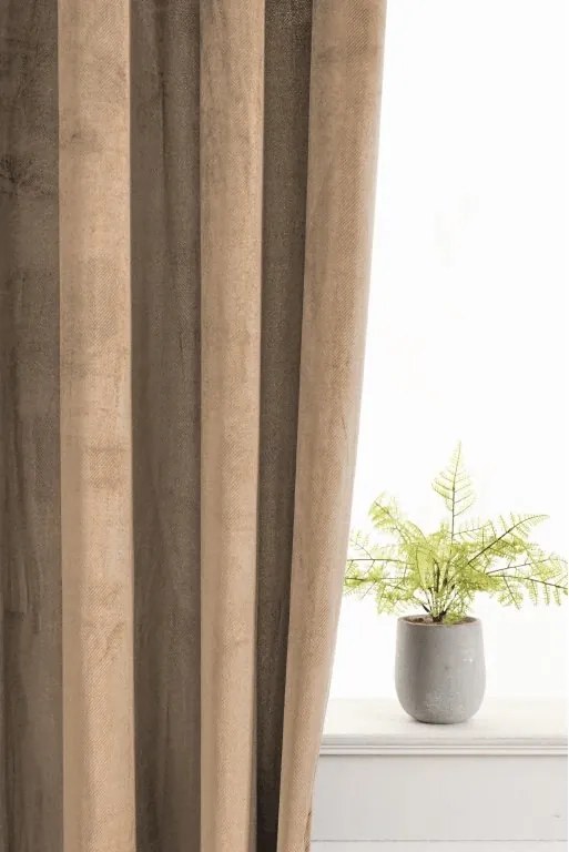 Zatemňovací závěs ELVIO VELVET 140x250 cm, béžový Zavěšení: Kovové kroužky