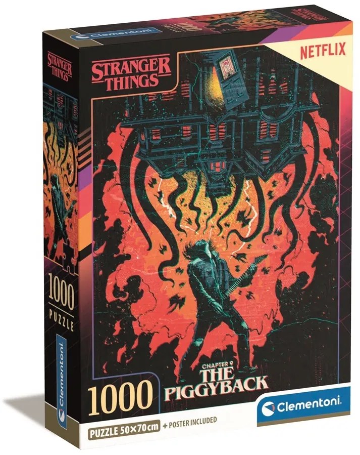 Clementoni - Puzzle 1000 Stranger Things Compact The Piggyback